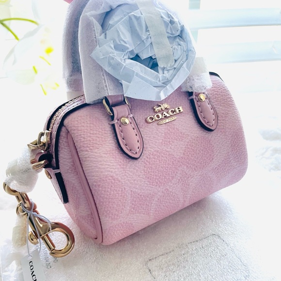 Coach | Bags | Nwt Coach Mini Rowan Bag Charm In Signature Powder Pink ...